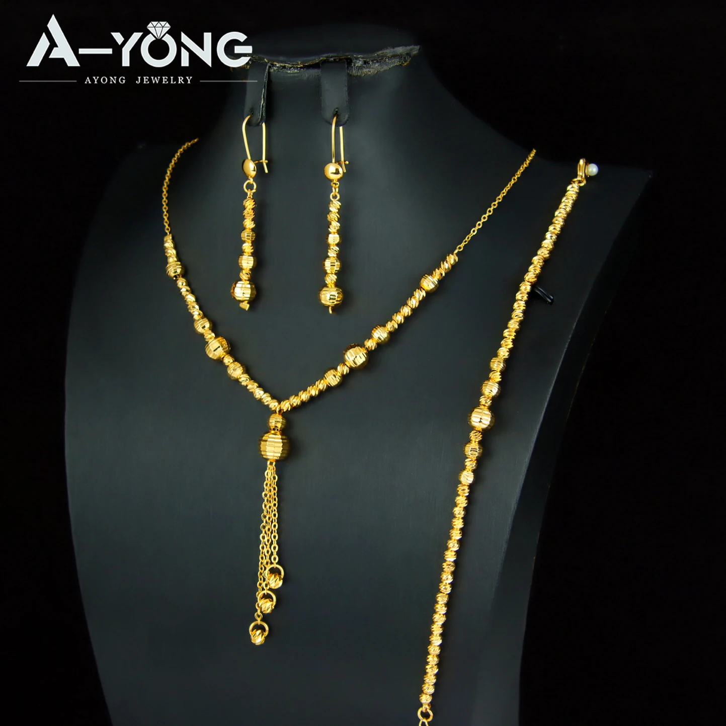 Dubai Fashion Beads Jewelry Set 21k Gold Plated Arabic Muslim Necklace ...
