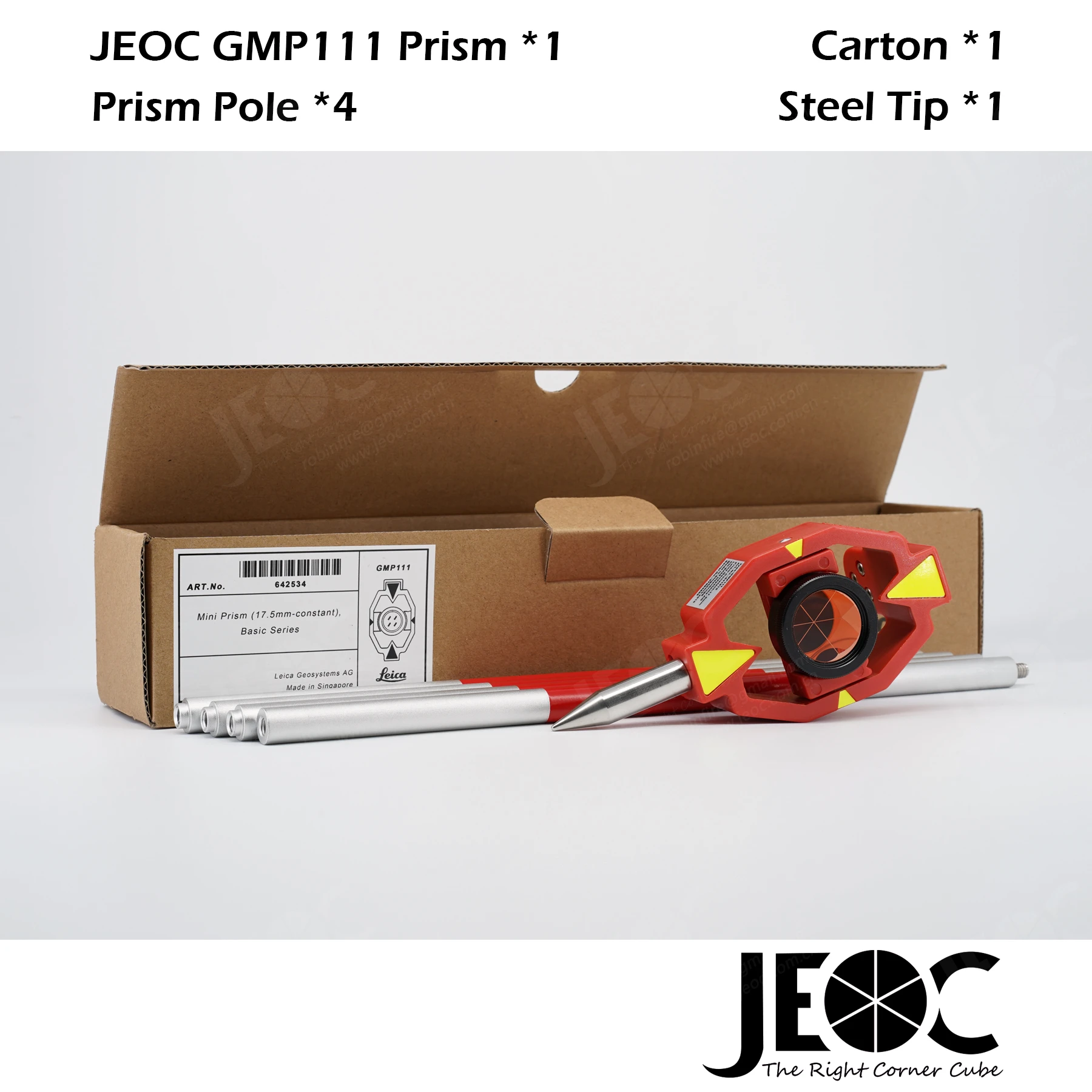 JEOC Mini Prism Reflector GMP111 with 4 Rods, Surveying Peanut For ...