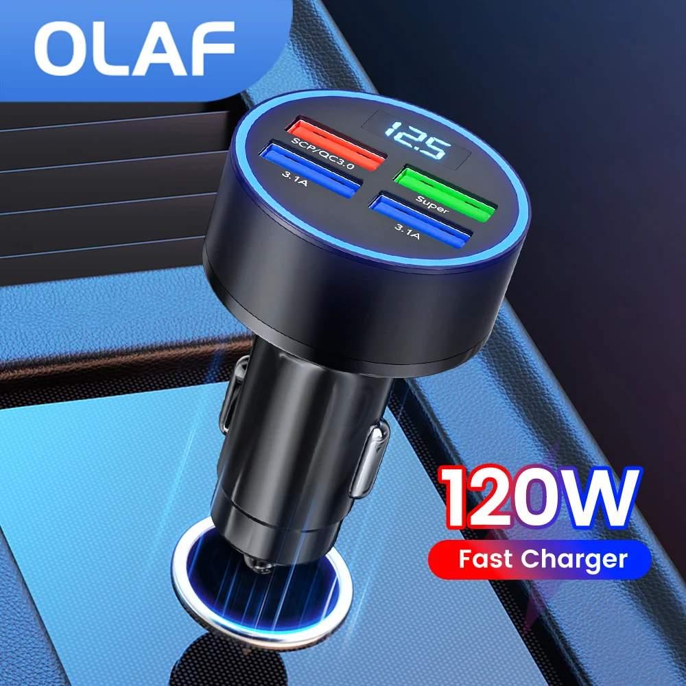 120W-4-Ports-USB-Car-Charger-PD-Fast-Charging-for-iPhone-Xiaomi-Huawei ...