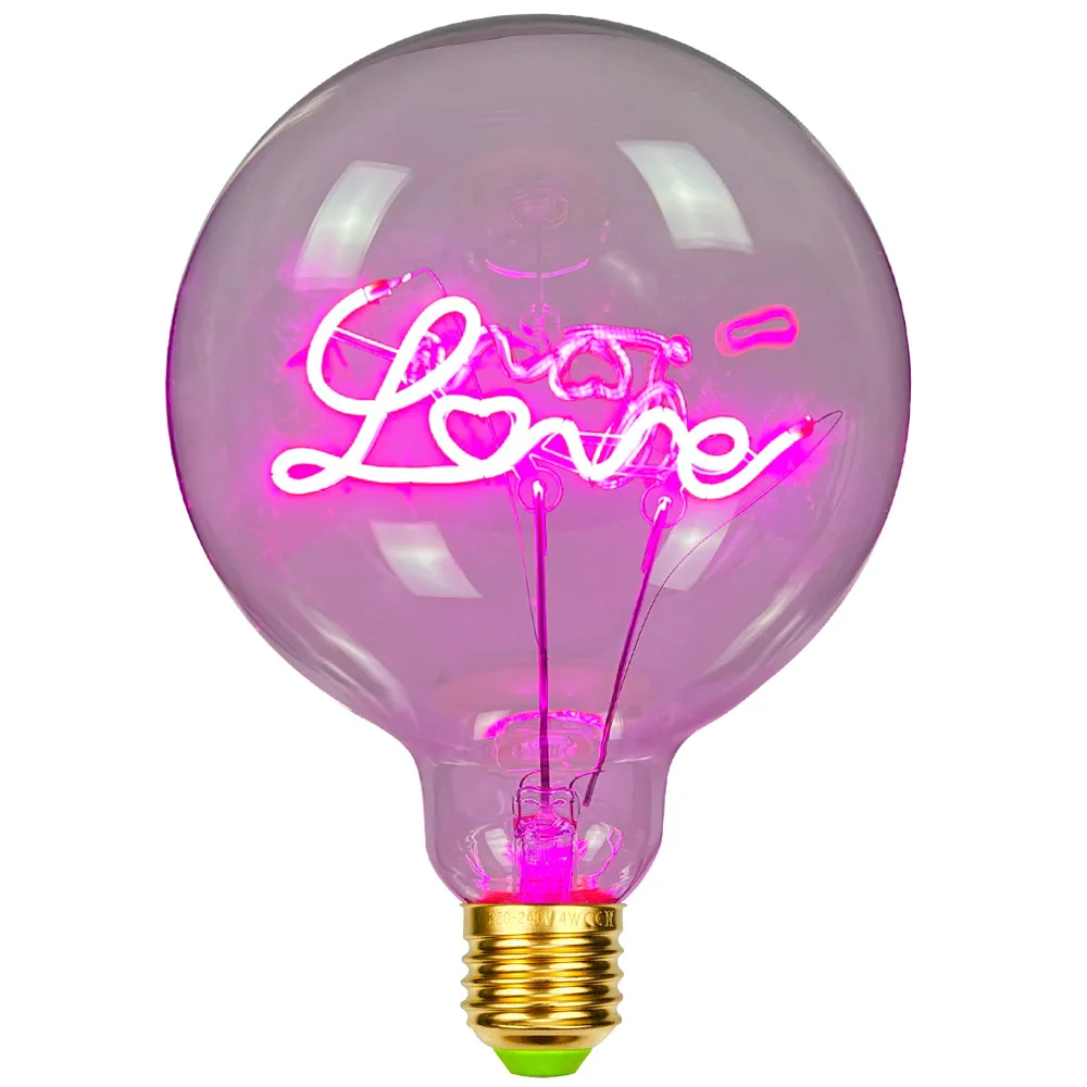 TIANFAN-Vintage-Led-Bulb-Big-Globe-G125-Love-Pink-4W-Dimmable-Alphabet ...