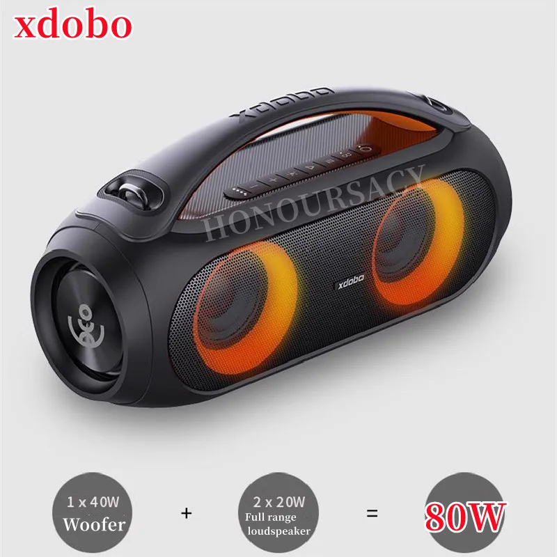 XDOBO 바이브 플러스 고출력 블루투스 스피커, 휴대용 방수 무선 서브우퍼, 360 스테레오 서라운드 TWS/AUX 스피커, 80W| | - AliExpress