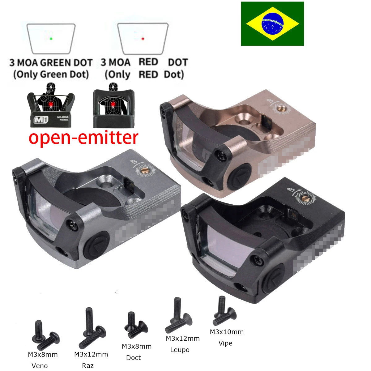 3 Moa Rmr M1 Red Dot Sight Reflex Sight Open-emitter Red Green Topless ...