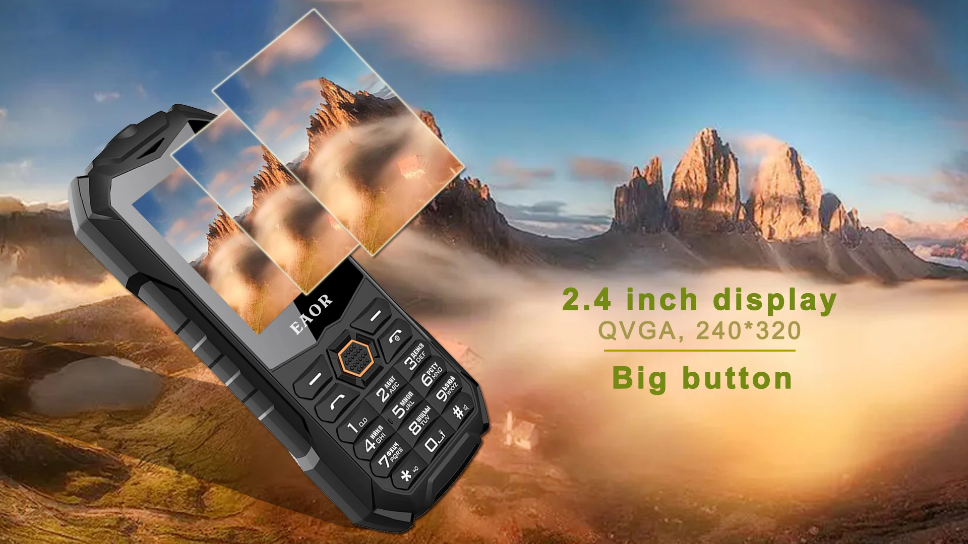 EAOR 2G Slim Rugged Phone IP68 Waterproof Outdoor Keypad Phones 2000mAh ...
