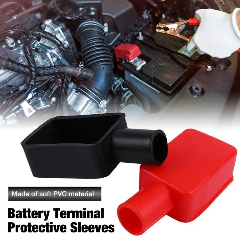 2pcs Car Battery Pole Positive and Negative Protection Cover Soft ...