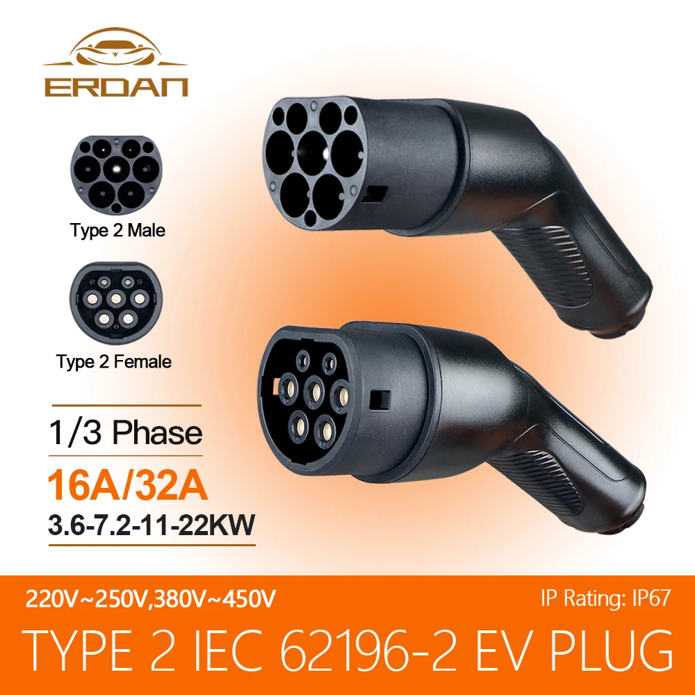 ERDAN-16A-32A-Type-2-EVSE-Female-EV-Charger-Plug-IEC-62196-Convertor-EV ...