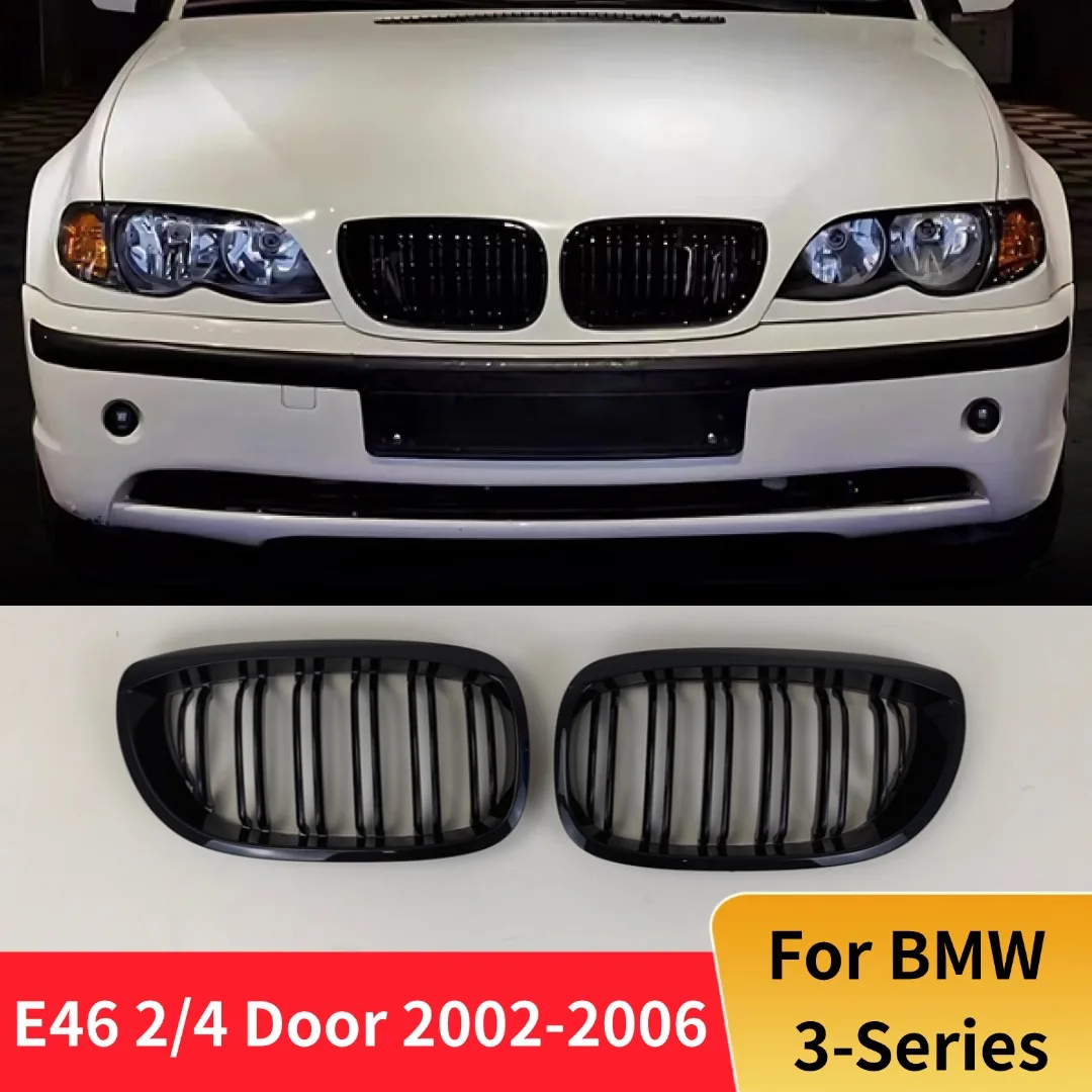 Glossy Black Front Bumper Kidney Grill Radiator Grille Grid For BMW E46 ...