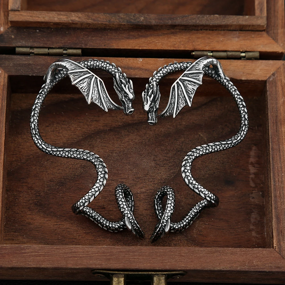 Vintage-Domineering-Winged-Dragon-Earrings-Stainless-Steel-Punk-Fashion ...