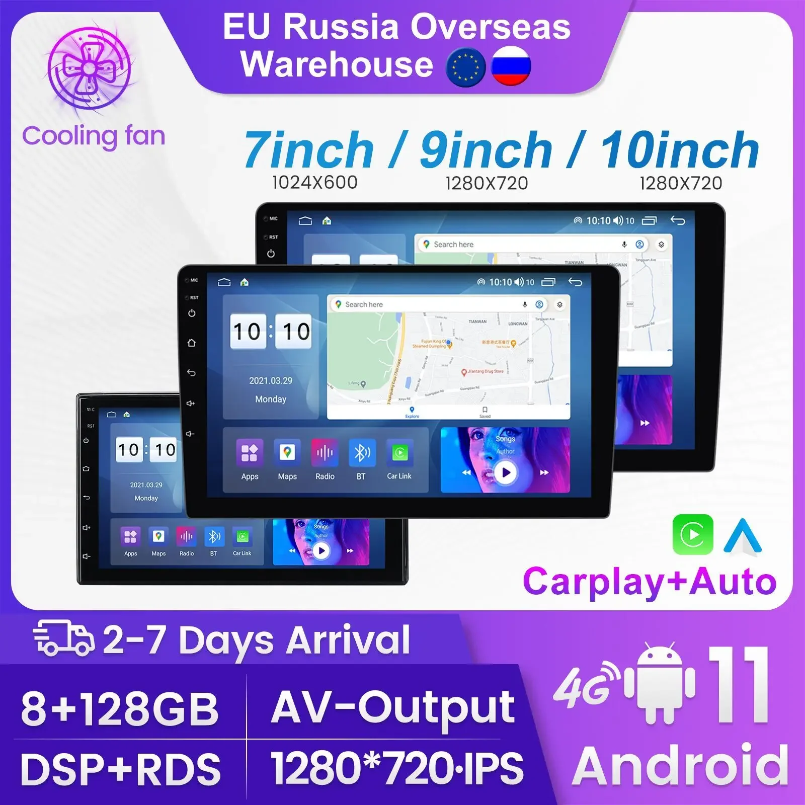 Radio-con-GPS-para-coche-reproductor-Multimedia-con-Android-11-7-9-y-10 ...