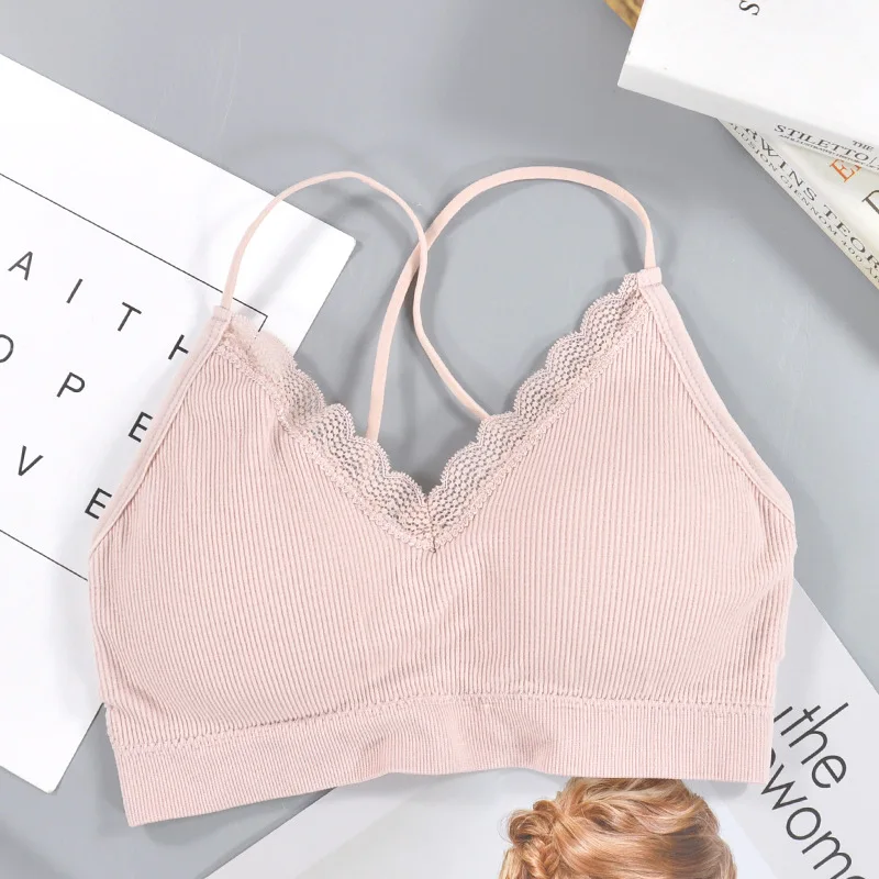 Women's Lace Bralette Fitness Push-Up Underwear with Thin Shoulder ...