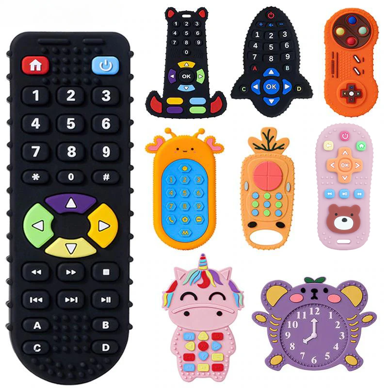 Baby Silicone Teether Toys Remote Control Shape Teether Rodent Gum Pain ...