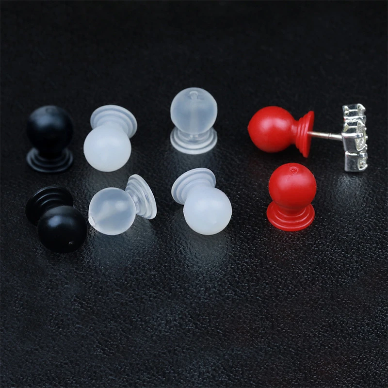 20 40pcs Rubber Ear Back Stoppers Stone Pier Ear Plugs Round Sphere Ear ...