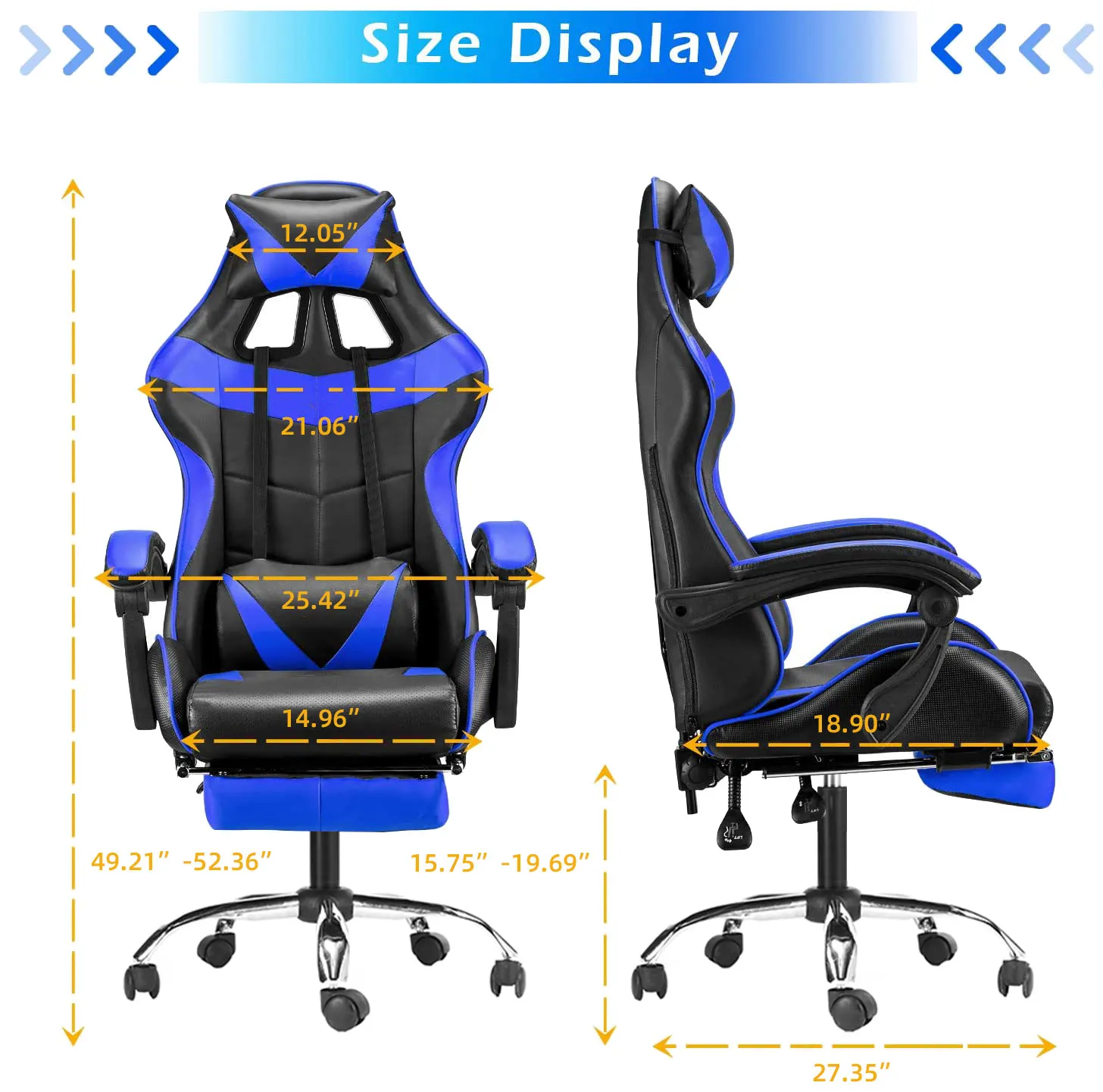 Ergonomic High Back Racing Chair Reclining Office Chair Adjustable ...