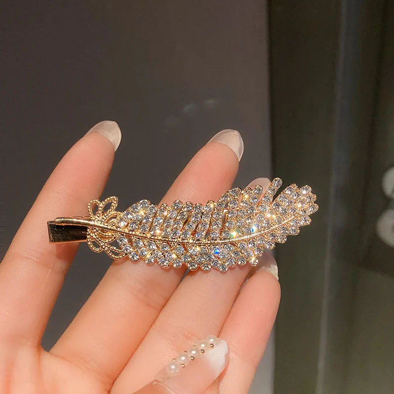 Korean-Inlaid-Rhinestone-Feather-Hair-Clip-Fashion-Flash-Diamond ...
