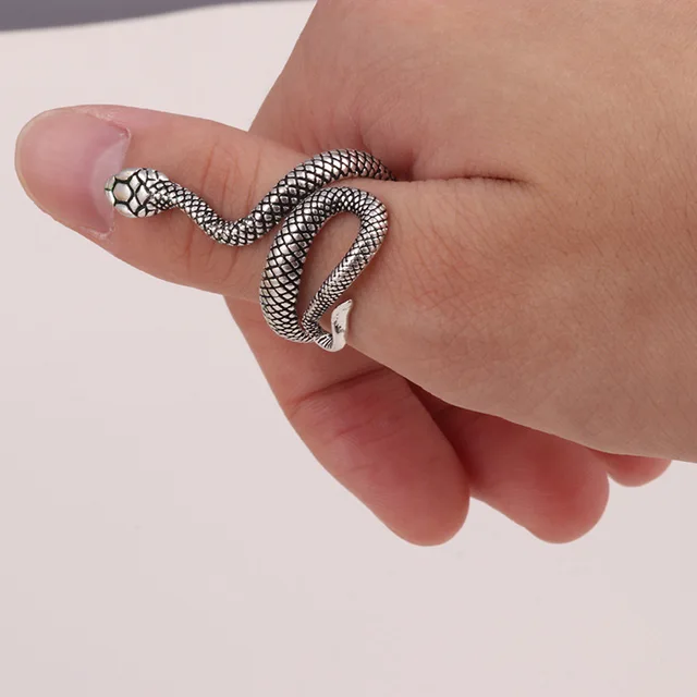 Gothic Rhinestones Open Snake Ring Adjustable Animal Rings Reptile for ...