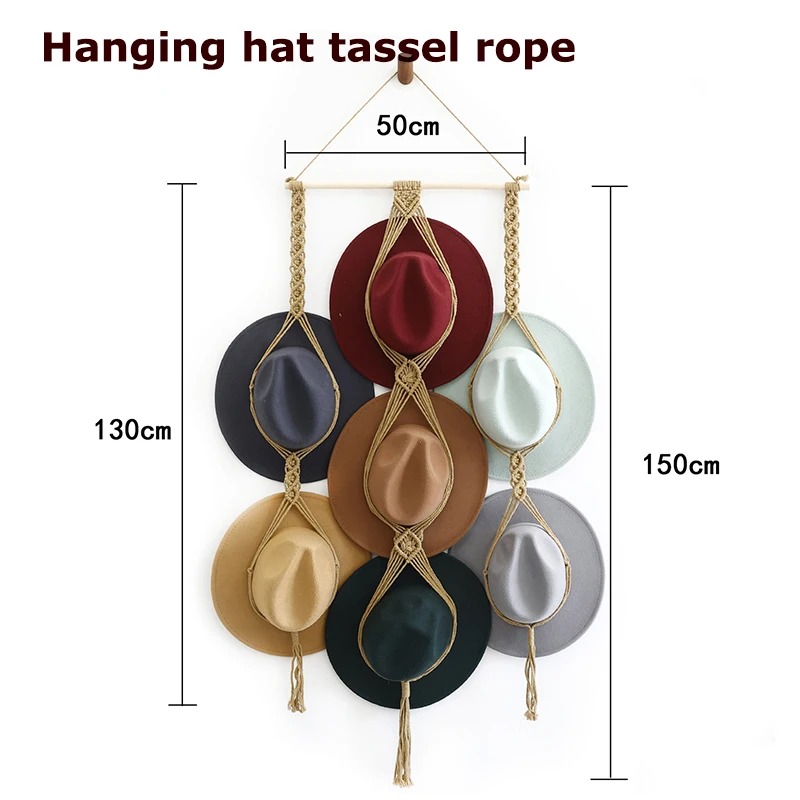 Fedora-Hat-Storage-Decoration-Tassel-Rope-Bohemian-Cotton-Rope-Woven ...