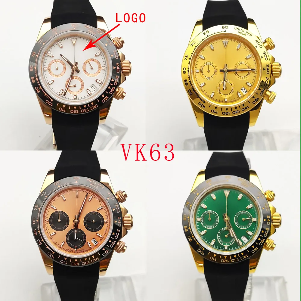 39mm-Gold-vk63-case-Custom-logo-watch-case-Panda-dial-Japanese-quartz ...