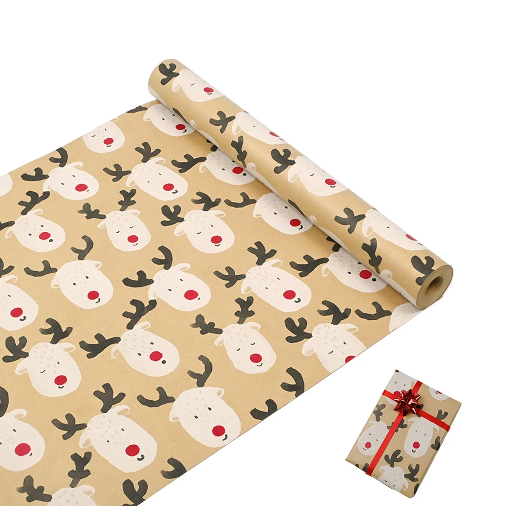 1 Roll Christmas Gift Wrapping Paper, 17inch x 49Feet Xmas Wrapping ...