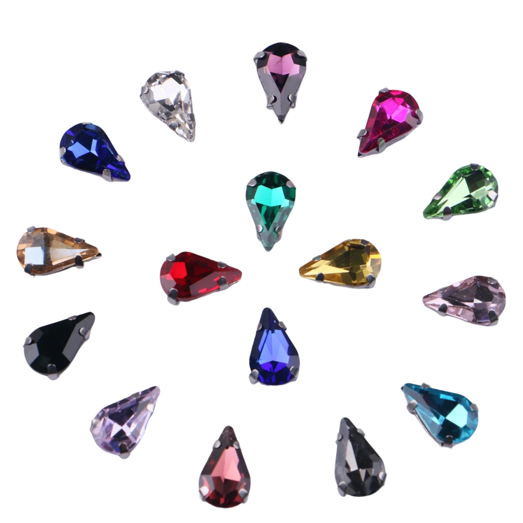Narrow Teardrop Shape Glass Rhinestones With Claw Sew On Crystal Stone ...