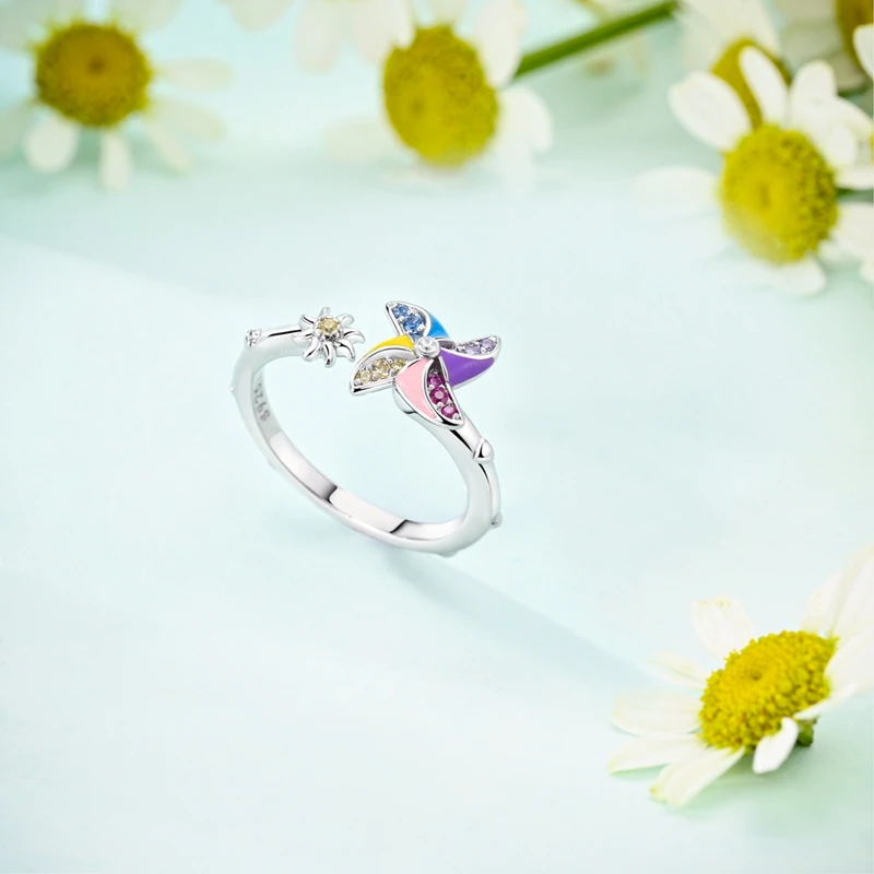Original 925 Sterling Silver Spinning Windmill Open Rings For Women ...