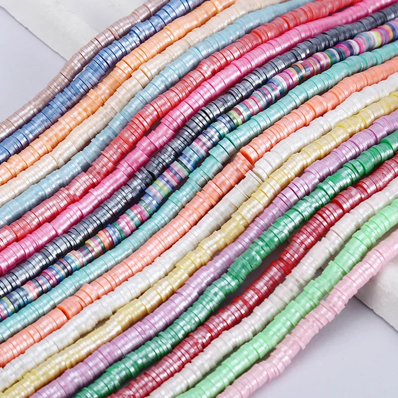 New Color Plating Rainbow Shiny Color 6mm Flat Round Polymer Clay Beads ...
