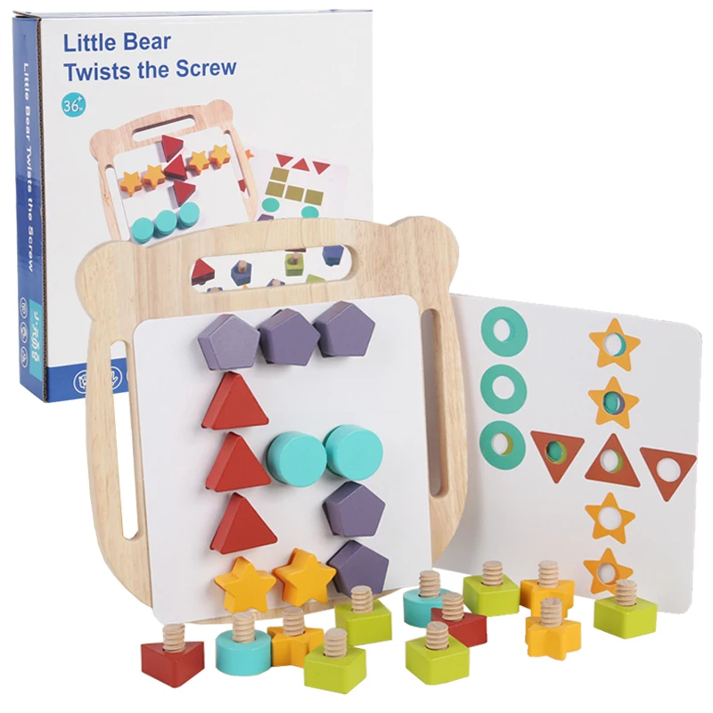 Baby-Screw-Nut-Disassembly-Activity-Board-Montessori-Wooden-Toy-Shape ...