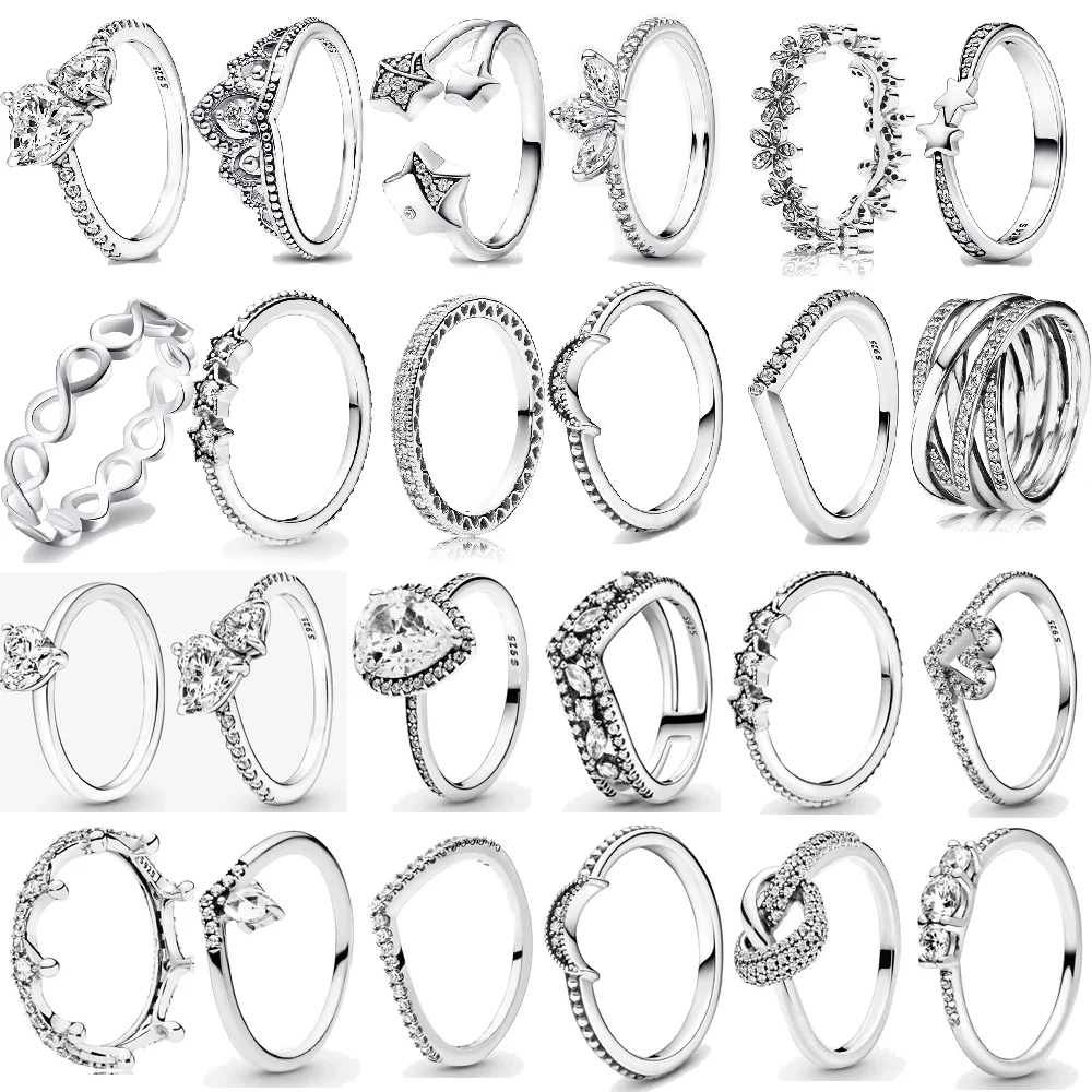 Anillo-de-corona-de-amor-Chapado-en-plata-para-mujer-anillo-Original ...