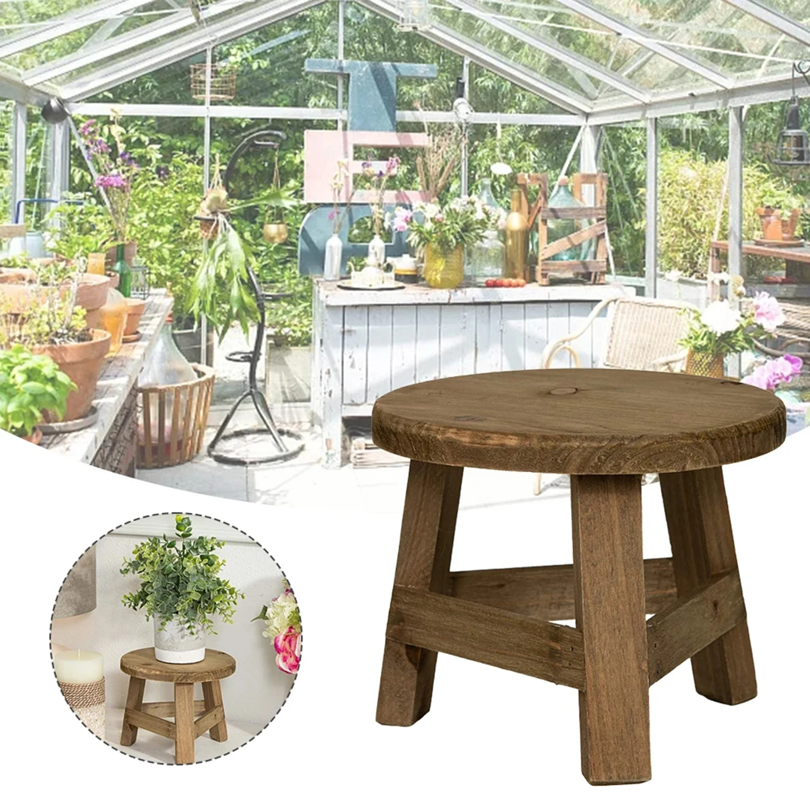 Mini-Wooden-Stool-Plant-Stand-Flowerpot-Rack-Decorative-Display-Stand ...
