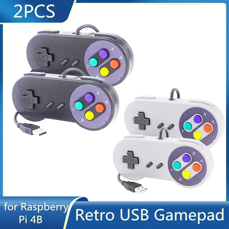 Usb 게임 패드 레트로 게임 조이스틱 유선 컨트롤러 Pc Nespi 레트로파이 게임 컨트롤 라즈베리 파이 4 B 2pcs