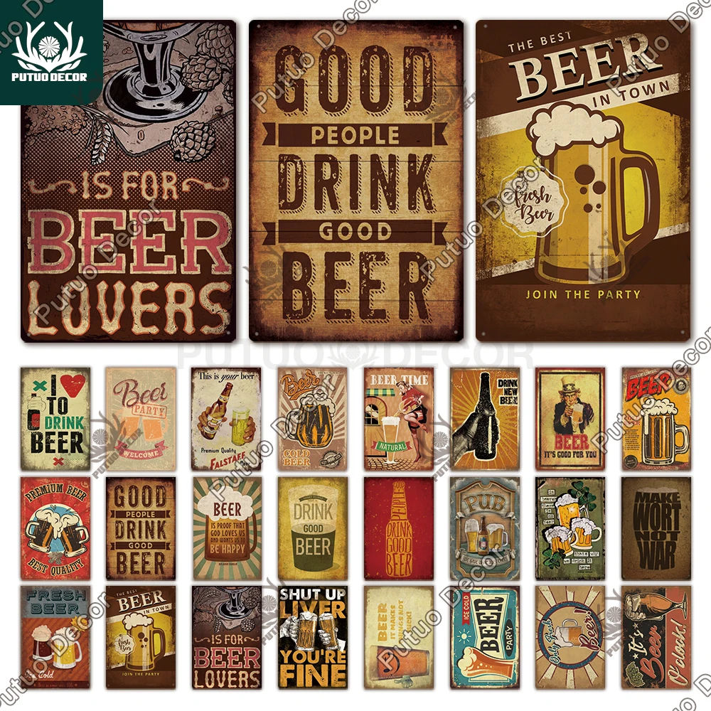 Beer Wall Poster Vintage Metal | Metal Poster Retro Style Beer - Beer ...