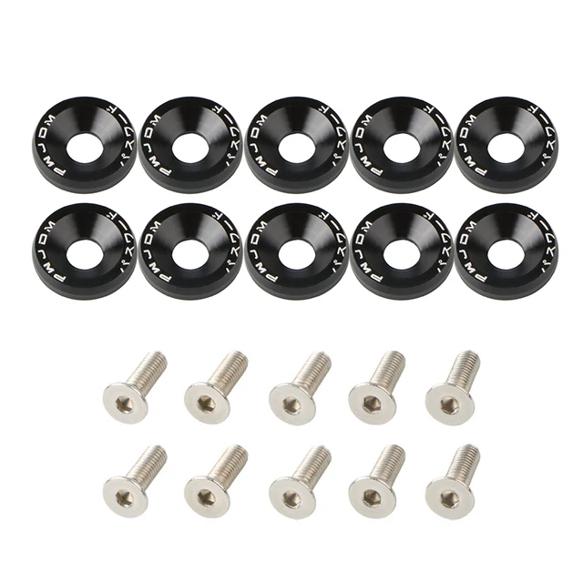 10PCS Universal M6 Car Nuts Bolts JDM Stickers Password Fender Washer ...