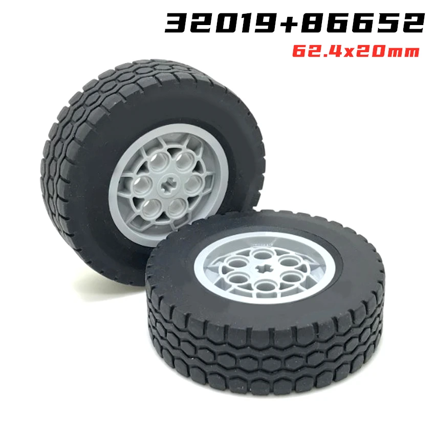 Rainbow Pig MOC Parts Wheel 86652 + 32019 Tire 62.4 x 20 S High Tech ...