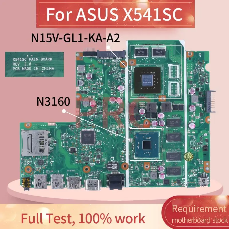 For-ASUS-X541SC-N3160-Laptop-Motherboard-SR2KP-N15V-GL1-KA-A2-REV-2-0 ...