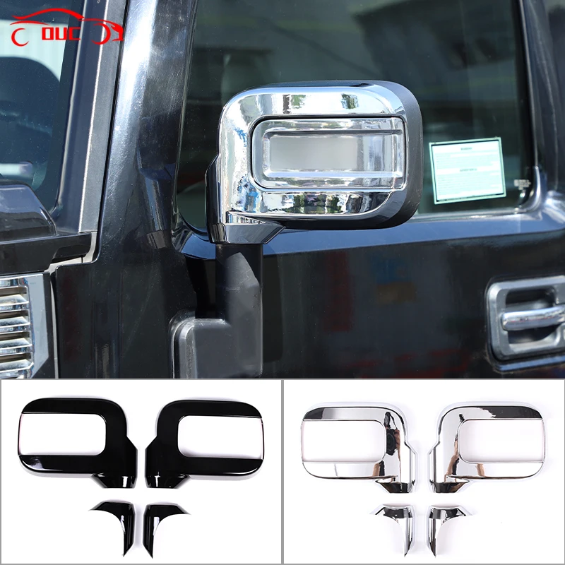 1 Pair Abs Silver/black Car Side Rearview Mirror Covers Cap Trim For ...