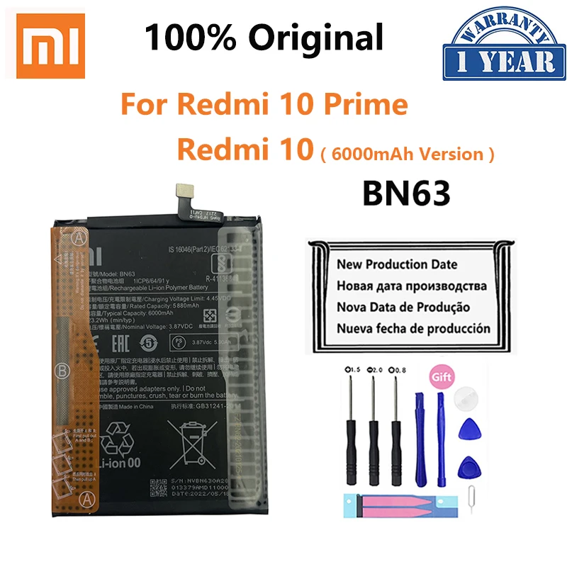 100-Original-BN63-6000mAh-Phone-Battery-For-Xiaomi-Redmi-10-Redmi10 ...