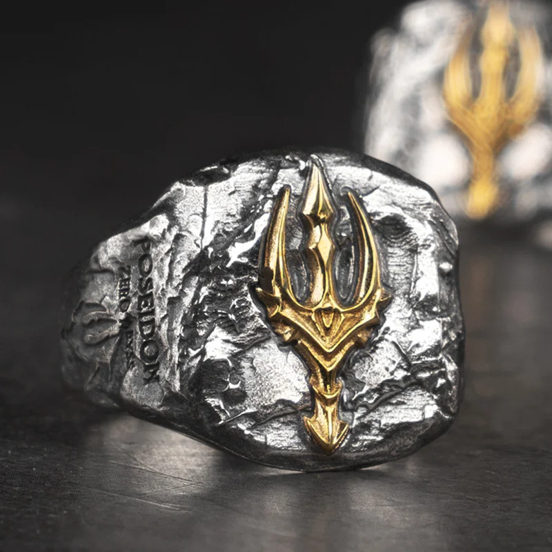 Aquaman Trident Jewelry | Silver Ring Men Aqua | Men Aquaman Trident ...
