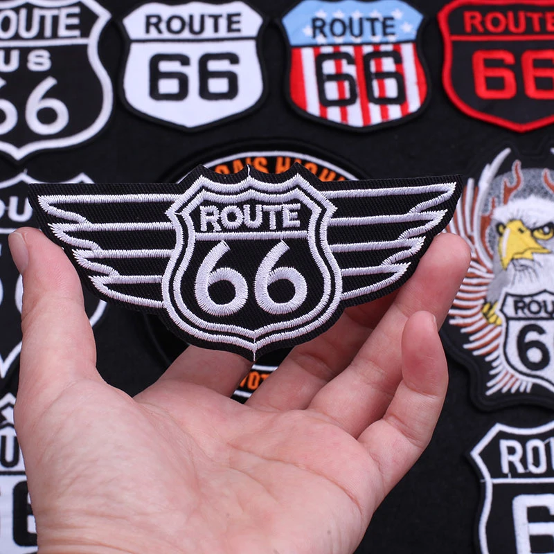 ROUTE 66 Patch Eagle Wings moto ferro sulle toppe sui vestiti ricamo ...