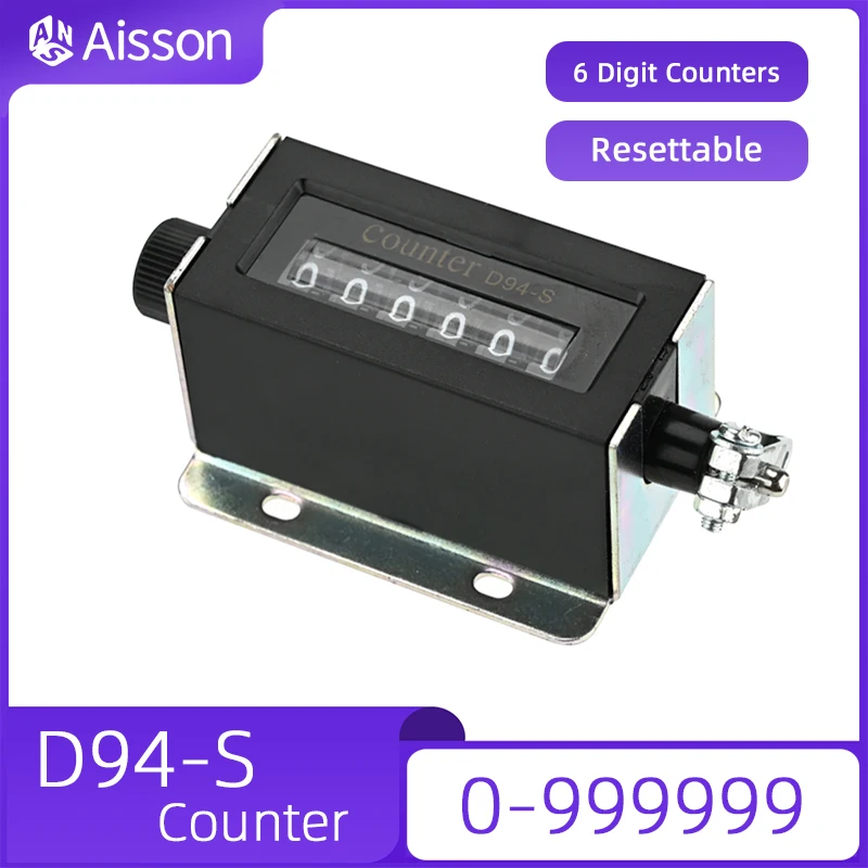 D94-S 6-Digit 0-999999 Resettable Mechanical Pulling Count Counter ...