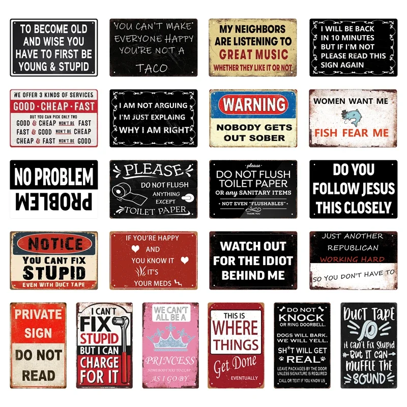 Humorous Letter Metal Vintage Plaque Retro Plate Inspiring Quote Toilet ...