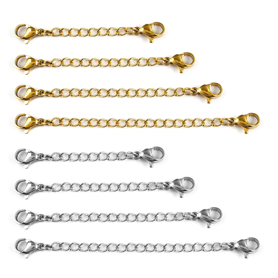 5pcs-Stainless-Steel-Extension-Chains-With-Lobster-Clasps-Connector ...