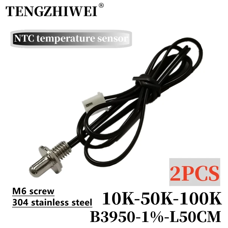 2PCS M6 thread temperature sensor 304 stainless steel probe 10K 50K ...