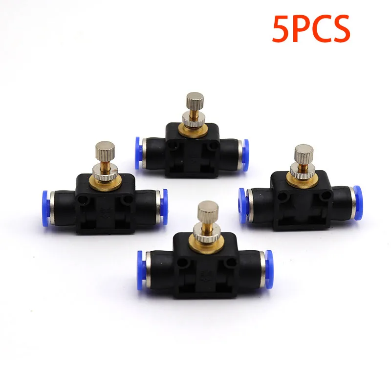 5PCS-Pneumatics-Air-Throttle-Valve-Speed-Control-Quick-Hose-Tube-Water-Fitting-Connector ...