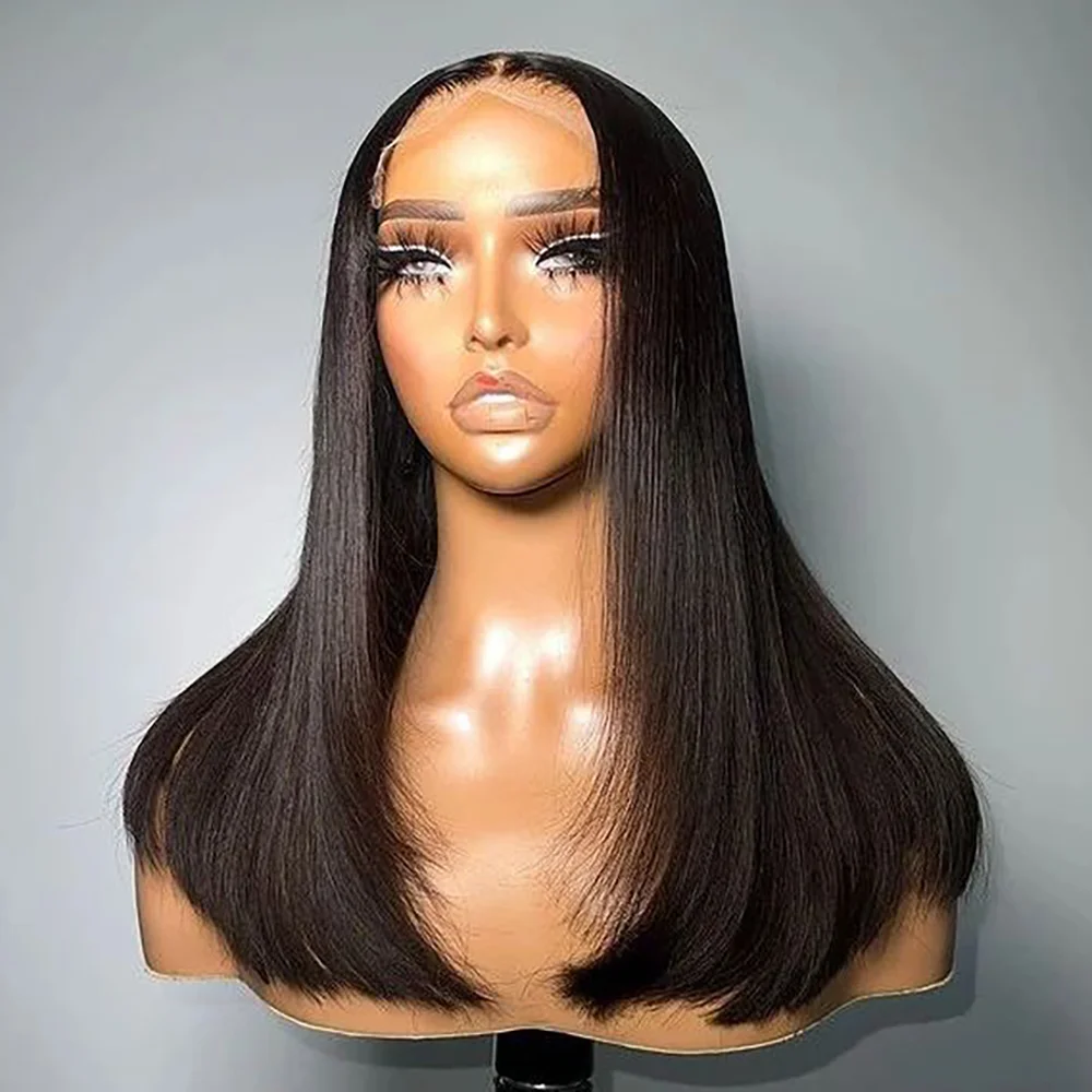 Bob Wig Human Hair 13X4 Frontal Lace Wig Straight 180% Density HD Lace ...