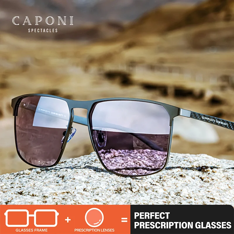CAPONI Prescription Polarized Sunglasses Man Carbon Fiber Progressive ...