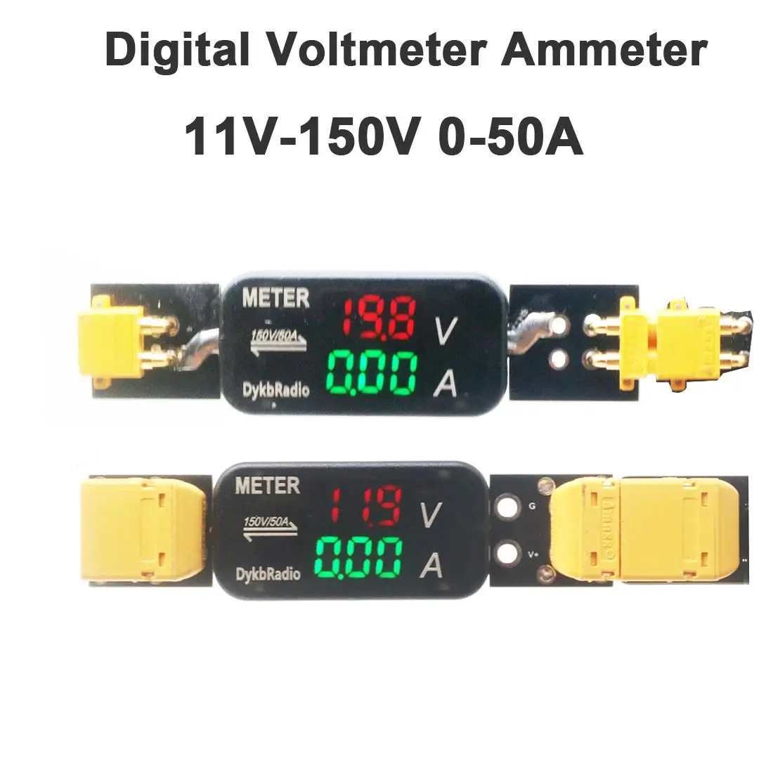 XT30 XT60 50A DC Digital Voltmeter Ammeter Bidirectional Current Meter ...