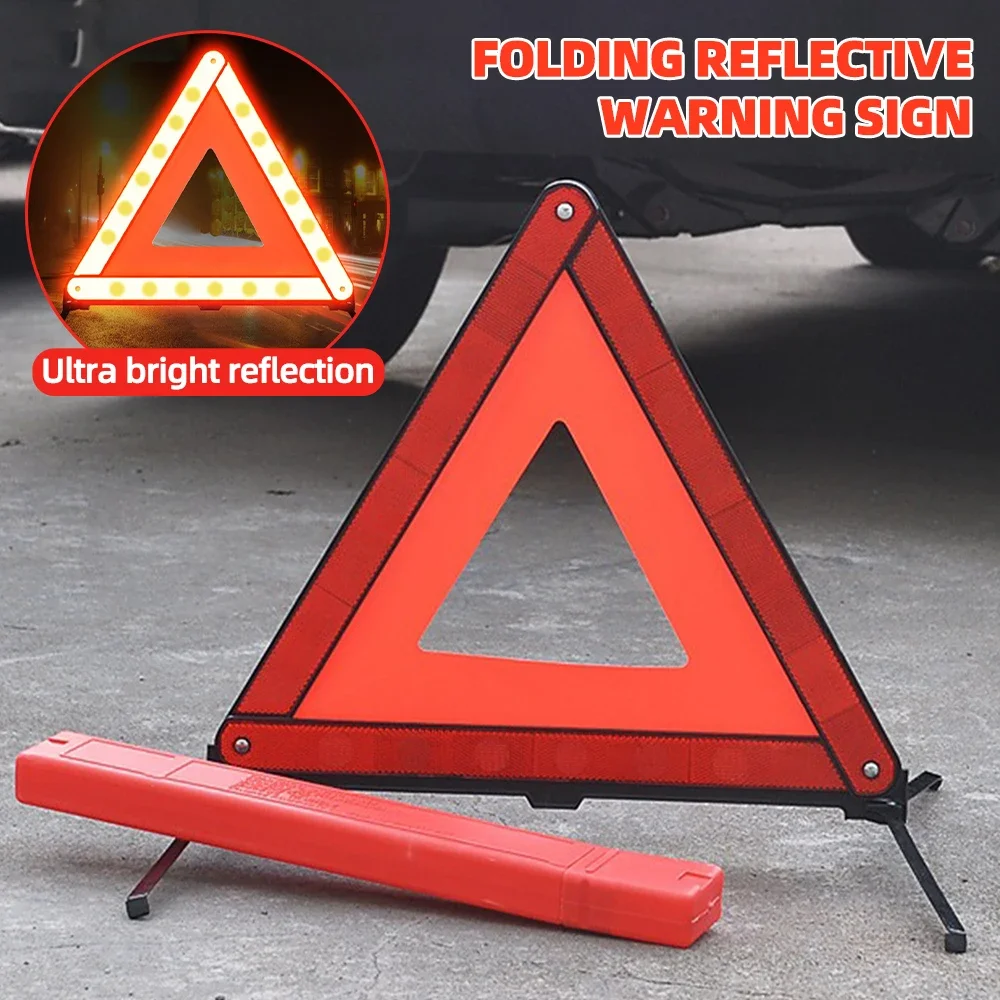 Car Emergency Breakdown Warning Triangle Red Reflective Road Safety ...