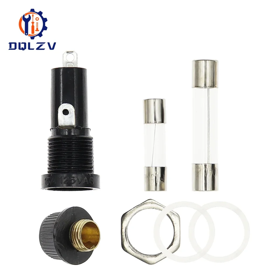 5pcs 6x30mm Electrical Panel Mounted Screw Cap Fuse Holder Glass Tube