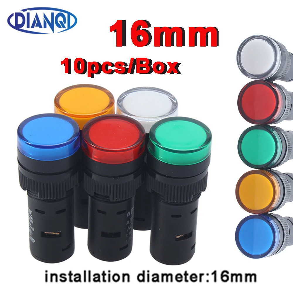10pcs/lot Plastic Panel Mount Signal Power LED Indicator Lamp Diameter ...