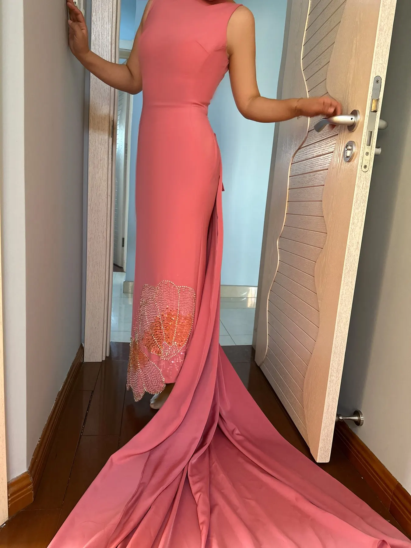 Luxury Rose Pink One Shoulder Mermaid Evening Dresses for Women Wedding Party High Slit Long ...