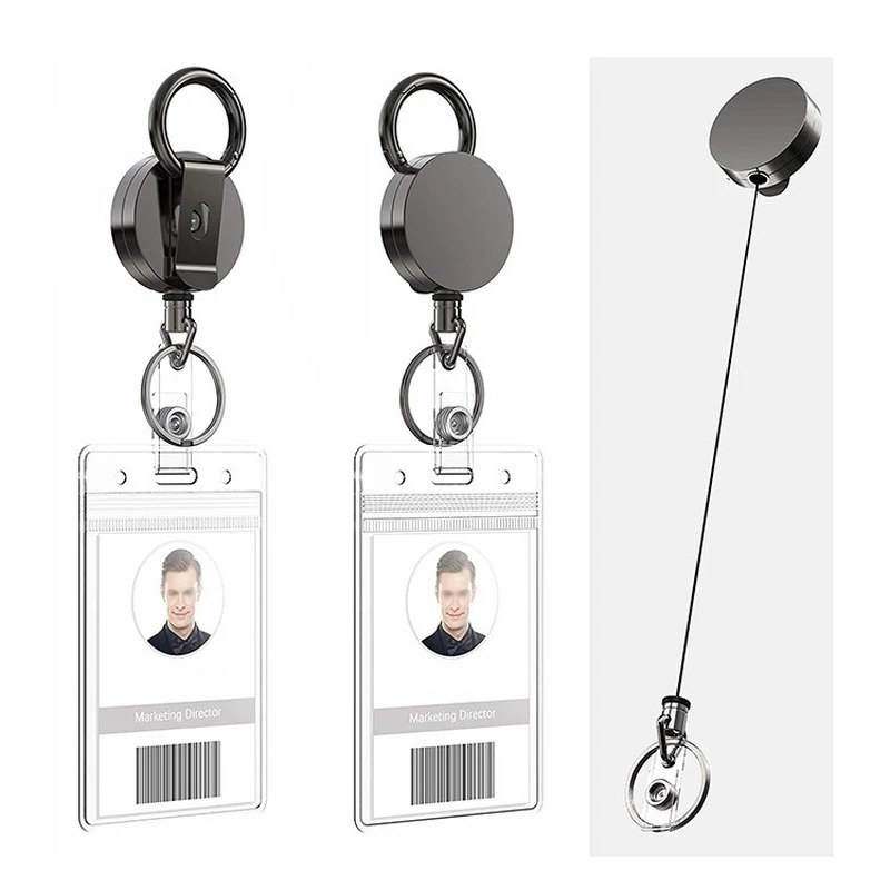 1pcs New Card Key Ring Clip Retractable Pull Key Ring Chain Reel ...