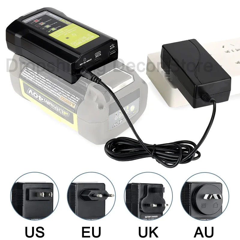 Battery Adapter Suitable For Ryobi 40V Lithium Battery With USB Type C ...